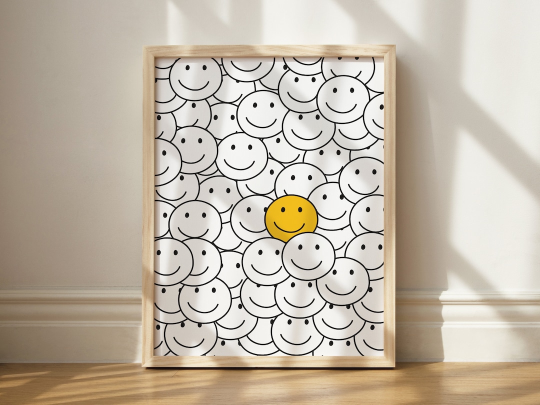Smiley Face Printable, Trendy Prints, Printable Wall Art, Retro Prints ...