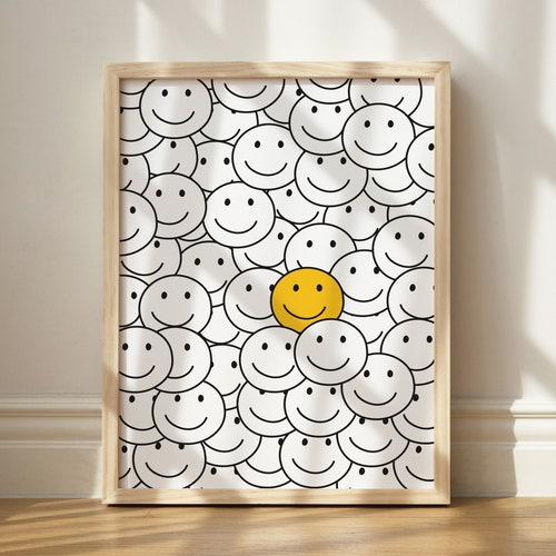 Smiley Face Printable Trendy Prints Printable Wall Art - Etsy