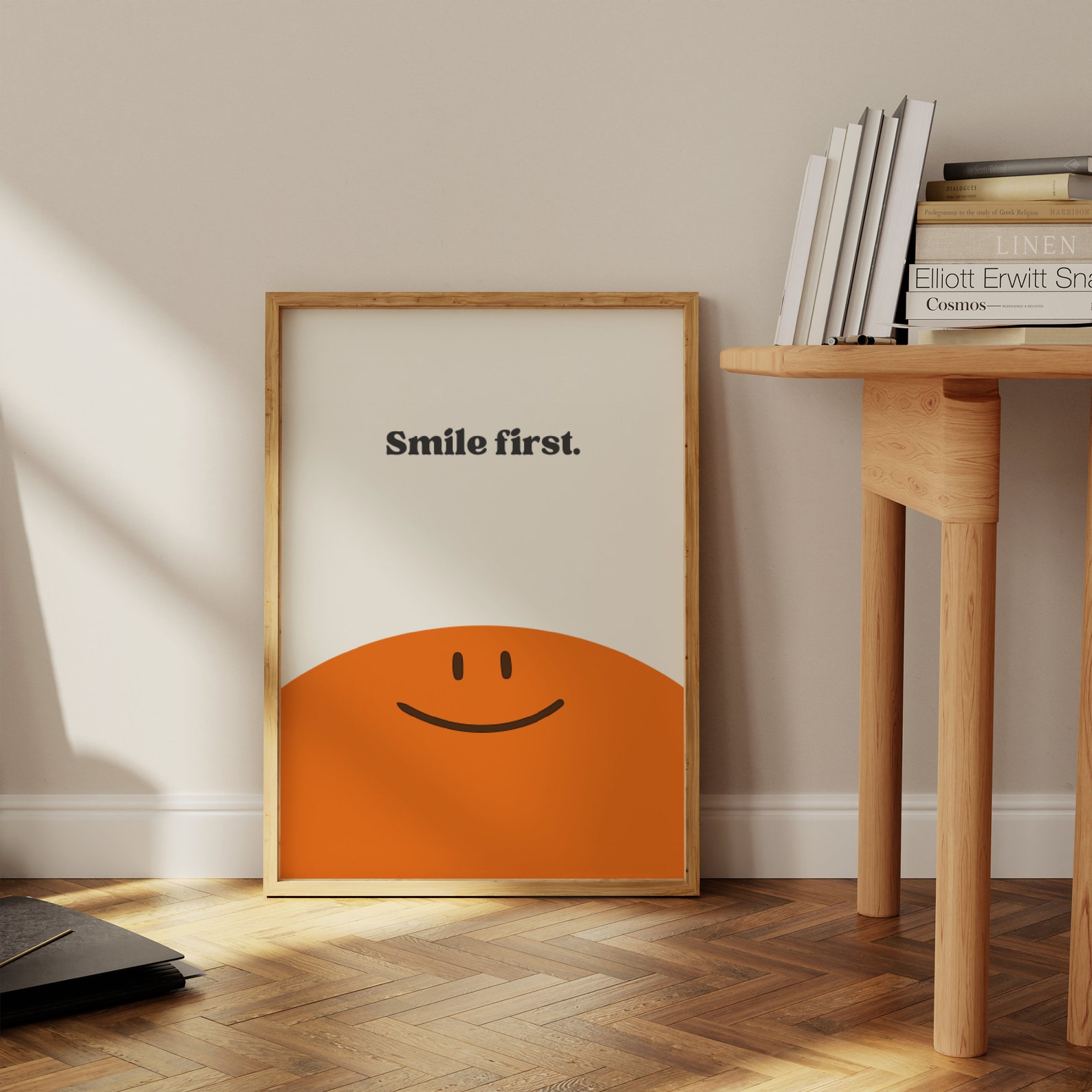 Smile First, Smiley Face Art Prints, Happy Face Print, Trendy Wall Art ...