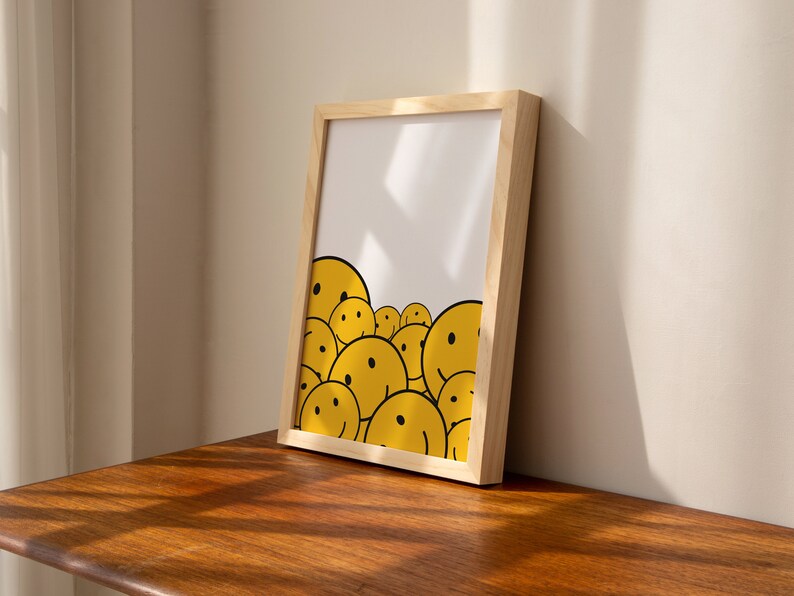 Smiley Face Poster, Set of 2, Wall Art Print Trendy, Smiley Face Print ...