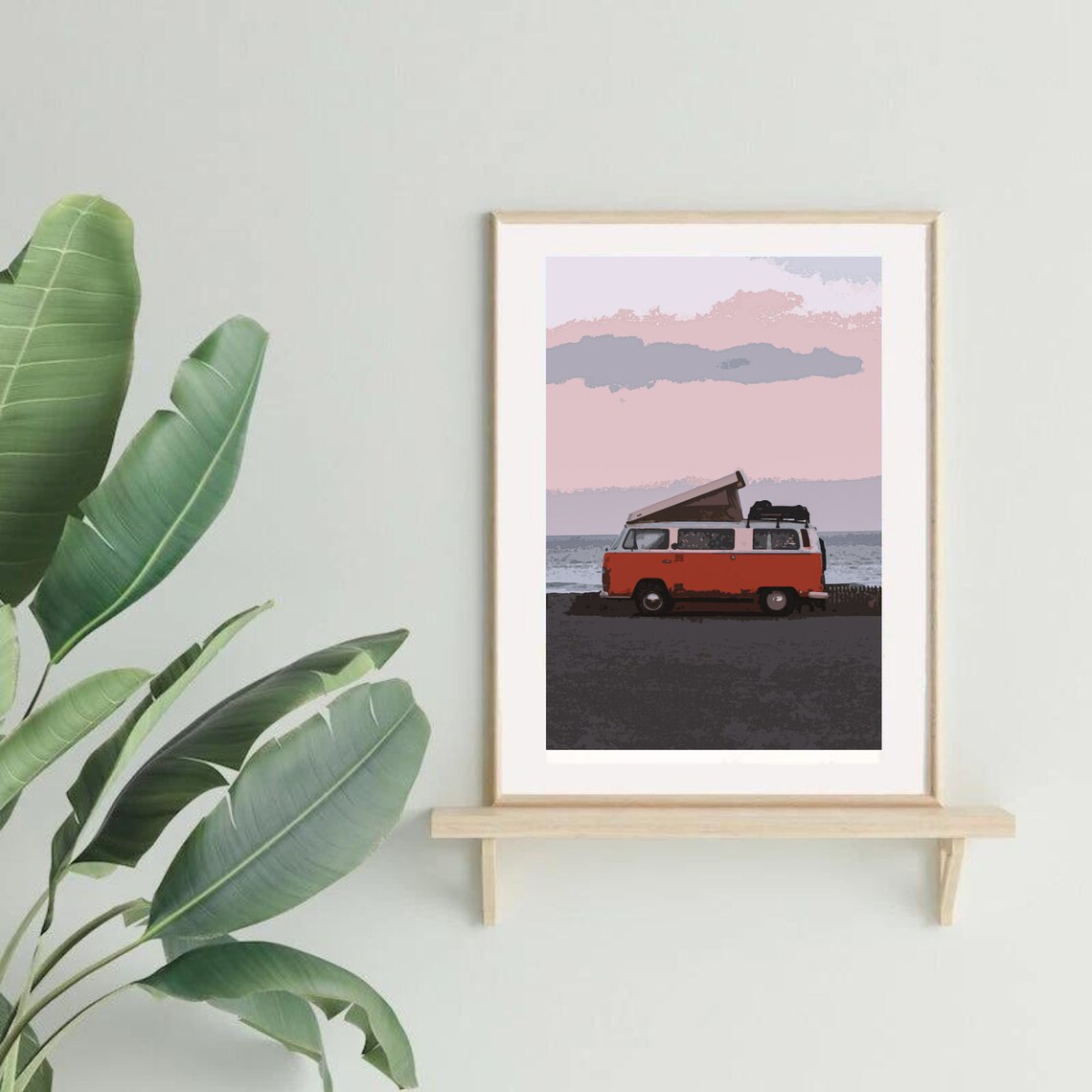 Red Vintage Van Printable Digital Watercolor Retro VW Van | Etsy