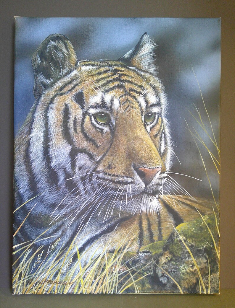 Oil Painting on Canvas of a Tiger by Peter Hildick - Etsy UK