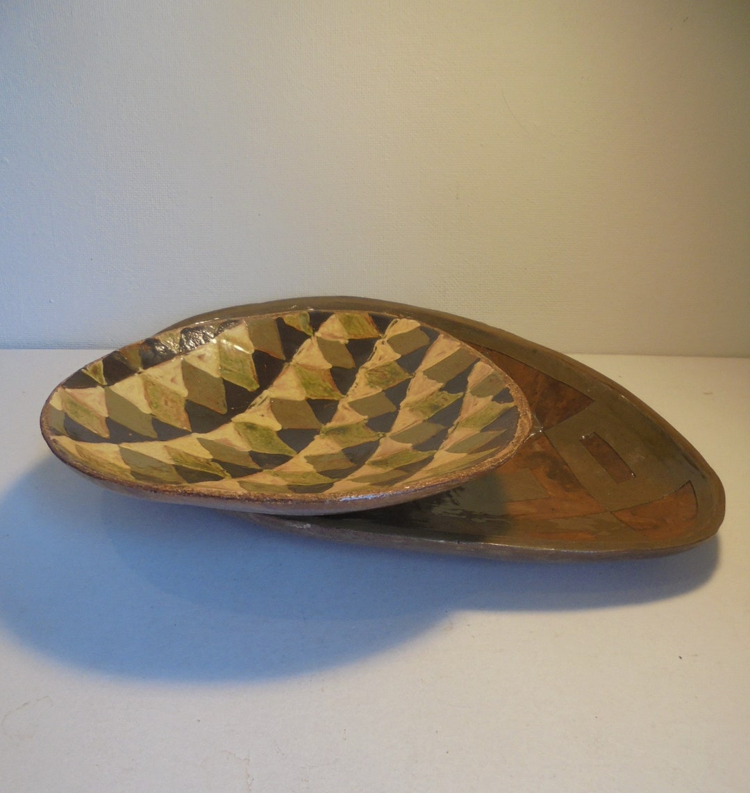 Vintage Studio Pottery Round Bottomed Slipware Dishes - Etsy UK