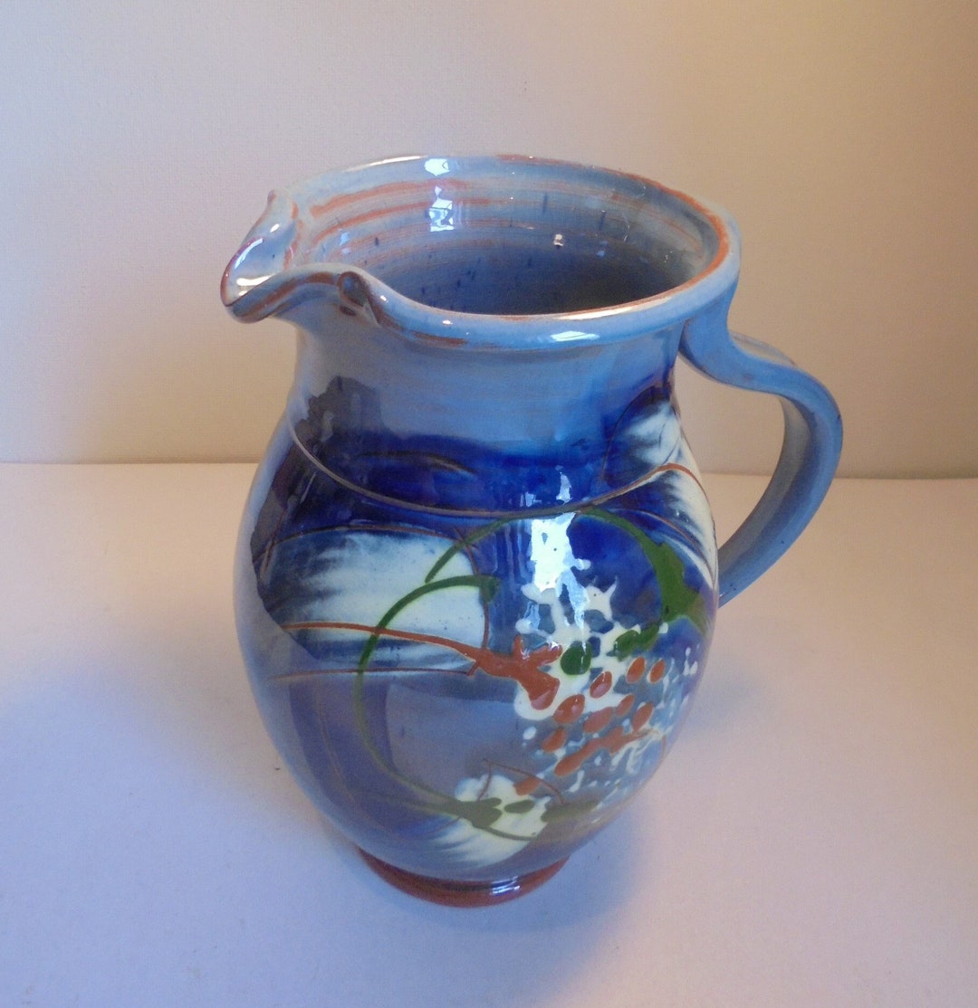 Studio Pottery Earthenware Colourful Jug - Etsy