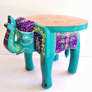 Indian Handicraft Wooden Step Stool, Elephant Stool for Coffee, Tea ...