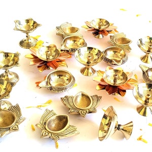 Brass Deepak for Pooja, Oil Lamp, Mandir Temple Decor, Pack of 10 - Etsy