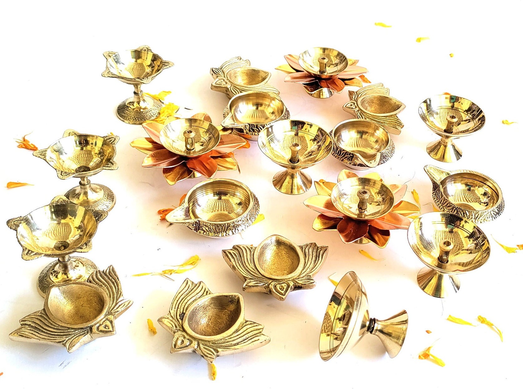 Brass Deepak for Pooja, Oil Lamp, Mandir Temple Decor, Pack of 10 - Etsy