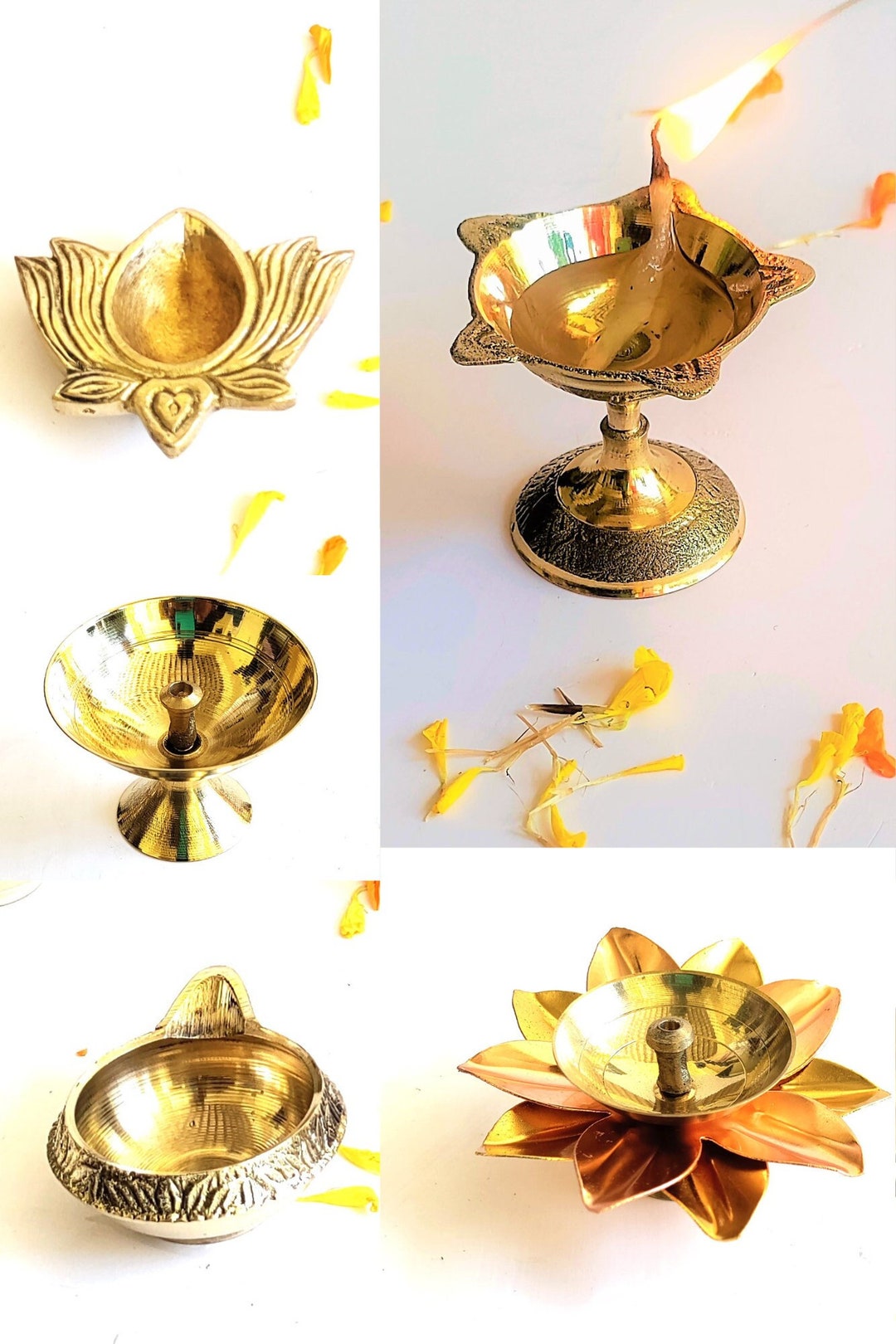 Brass Deepak for Pooja, Oil Lamp, Mandir Temple Decor, Pack of 10 - Etsy