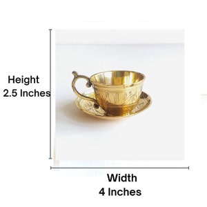 Set of 6 Indian Handmade Brass Tea Cup With Plate, Indian Handicrafts ...