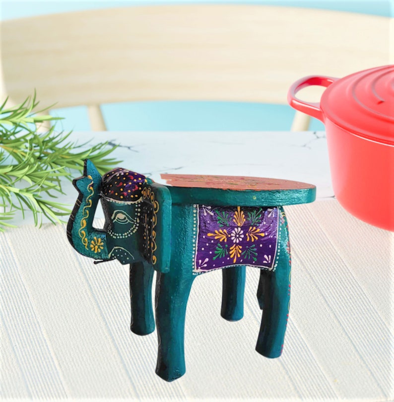 Indian Handicraft Wooden Step Stool, Elephant Stool for Coffee, Tea ...