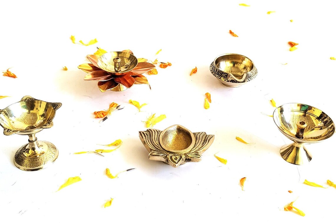 Brass Deepak for Pooja, Oil Lamp, Mandir Temple Decor, Pack of 10 - Etsy