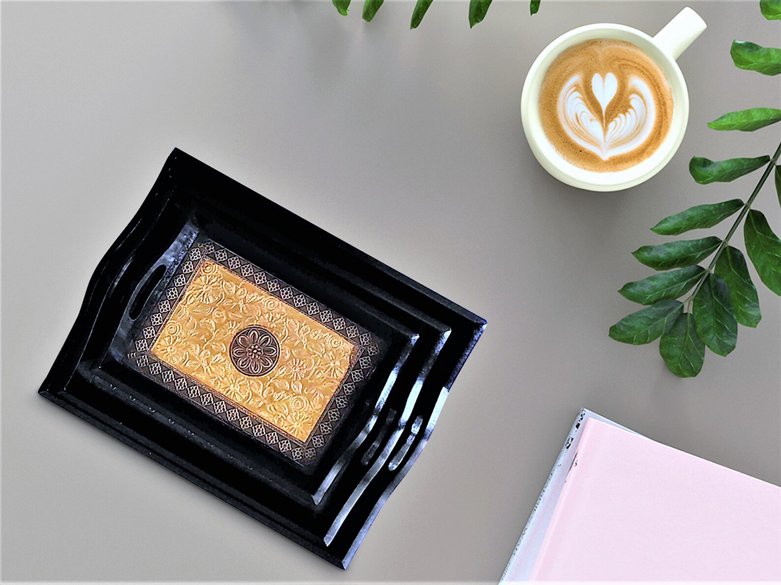 Indian Wooden Tray With Embossed Metalwork Serving Tray - Etsy