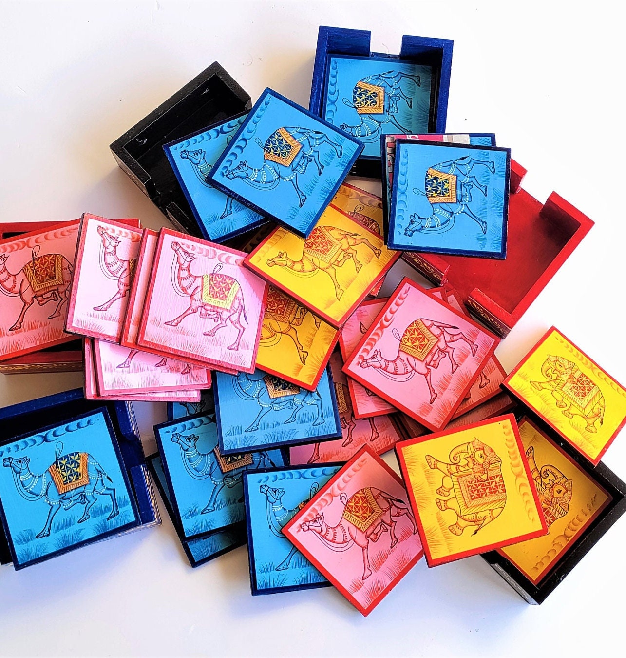 Handpainted Wooden Coasters Indian Traditional Coasters With - Etsy