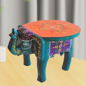 Indian Handicraft Wooden Step Stool, Elephant Stool for Coffee, Tea ...