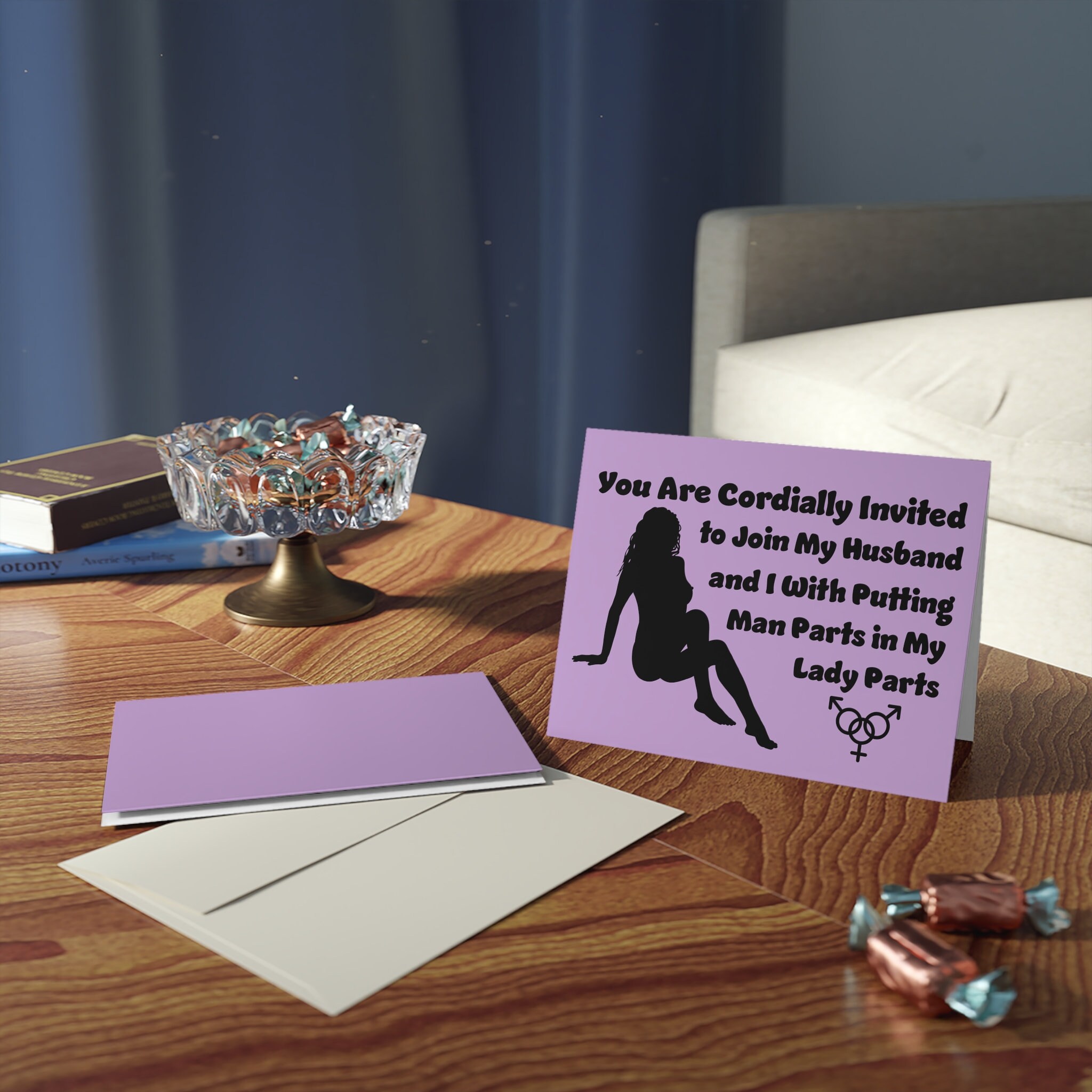 Mfm Threesome Invitation Swinger Lifestyle Greeting Card Hotwife