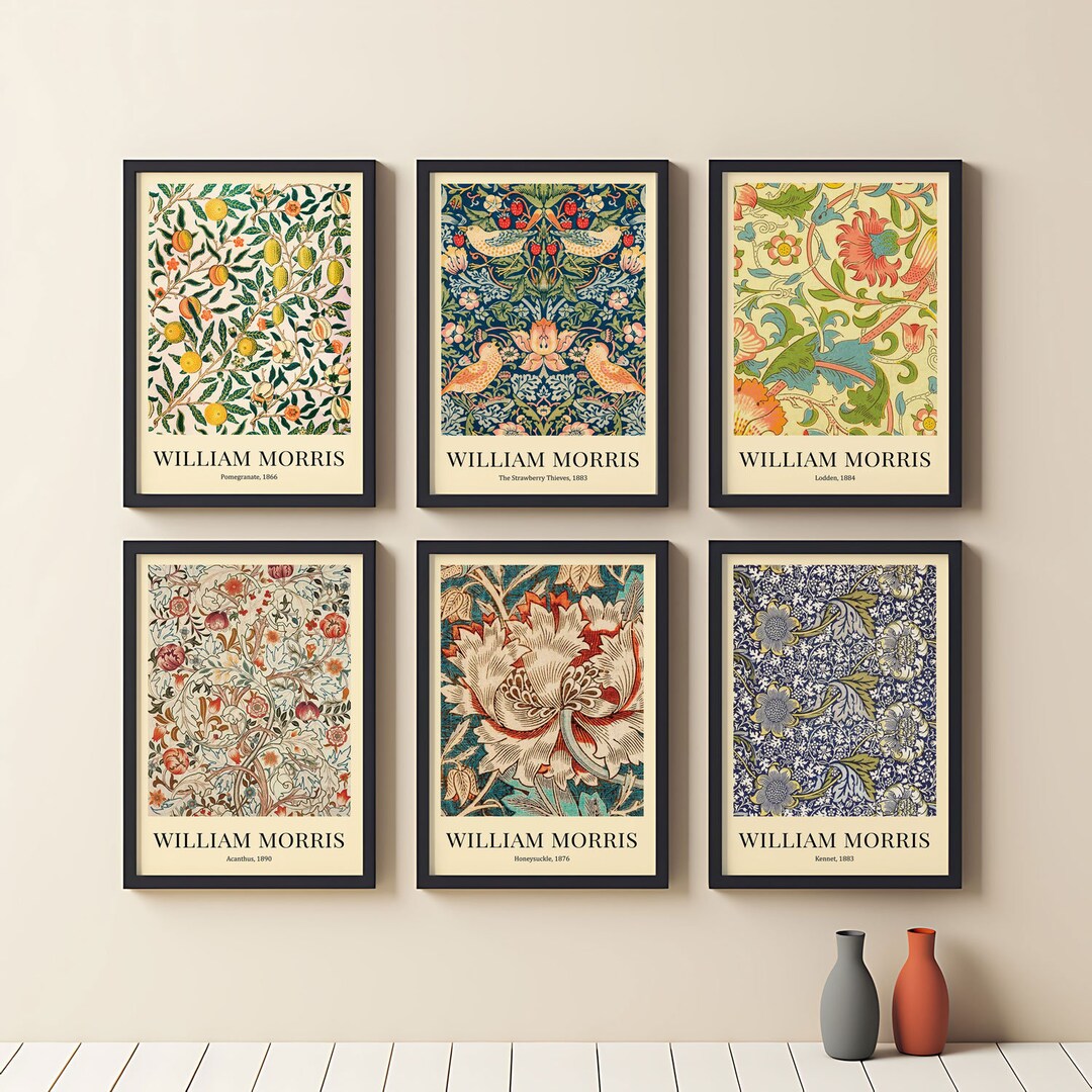 Set of 6 William Morris Prints, Exhibition Print Set, Art Nouveau Prints, William Morris Poster ...