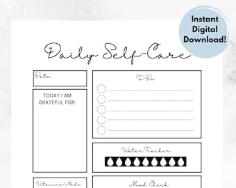 Daily Self Care Log, Wellness Tracker, Self Care Journal, Printable ...