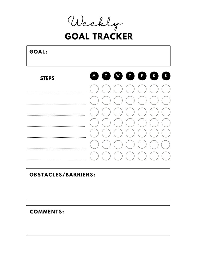 Goal Tracker, Weekly Planner, Journal Page, Digital Wellness, Mental ...