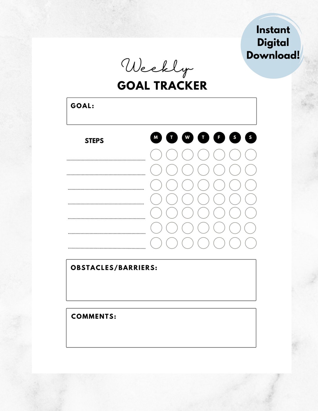 Goal Tracker, Weekly Planner, Journal Page, Digital Wellness, Mental ...