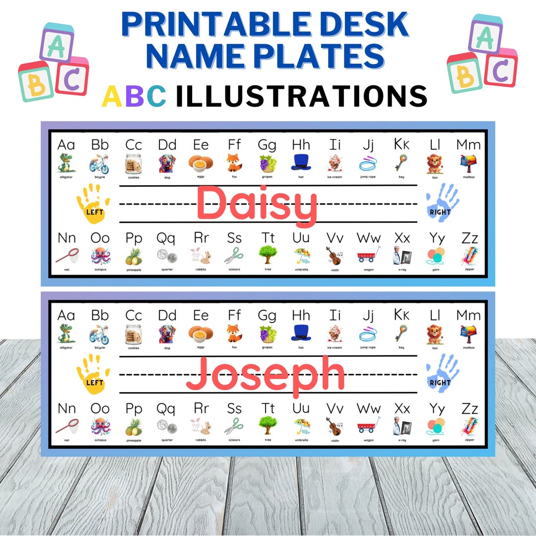 ABC Chart Desk Nameplates | Printable | Classroom Desk Labels | Back to ...