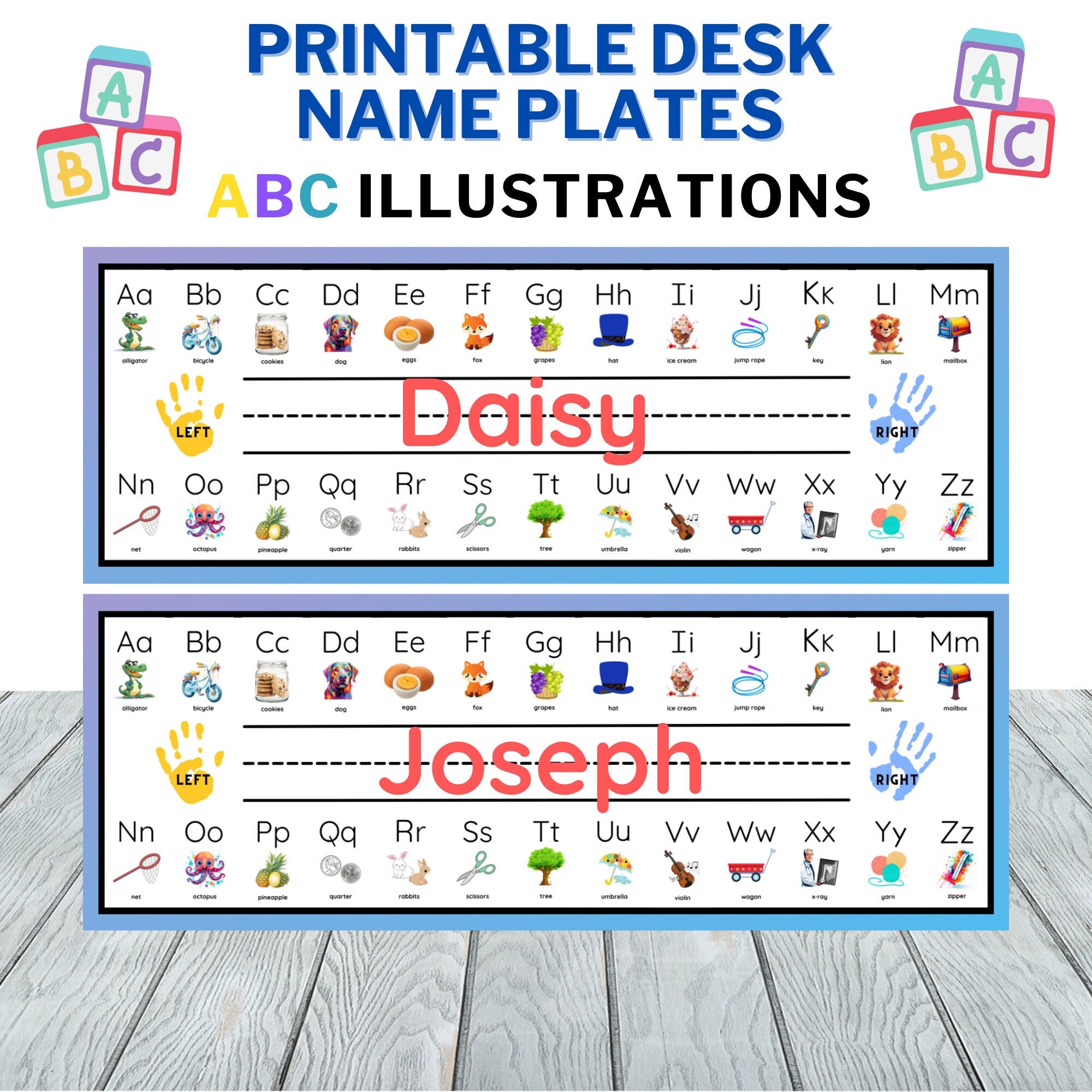 ABC Chart Desk Nameplates | Classroom Decor (digital Download) - Etsy