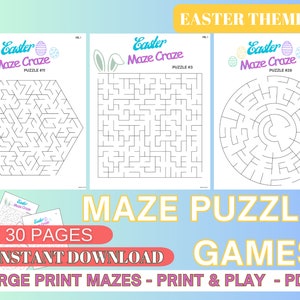 PRINTABLE | 30 Easter Maze Puzzles | Maze Game | Kid Easter Activities ...