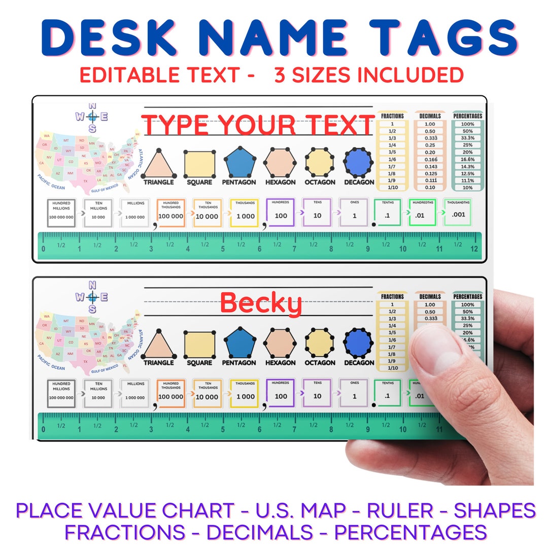 Text Editable Desk Name Tags| Printable | Classroom Desk Labels | Back ...