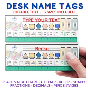 Text Editable Desk Name Tags Printable Classroom Desk Labels Back to ...