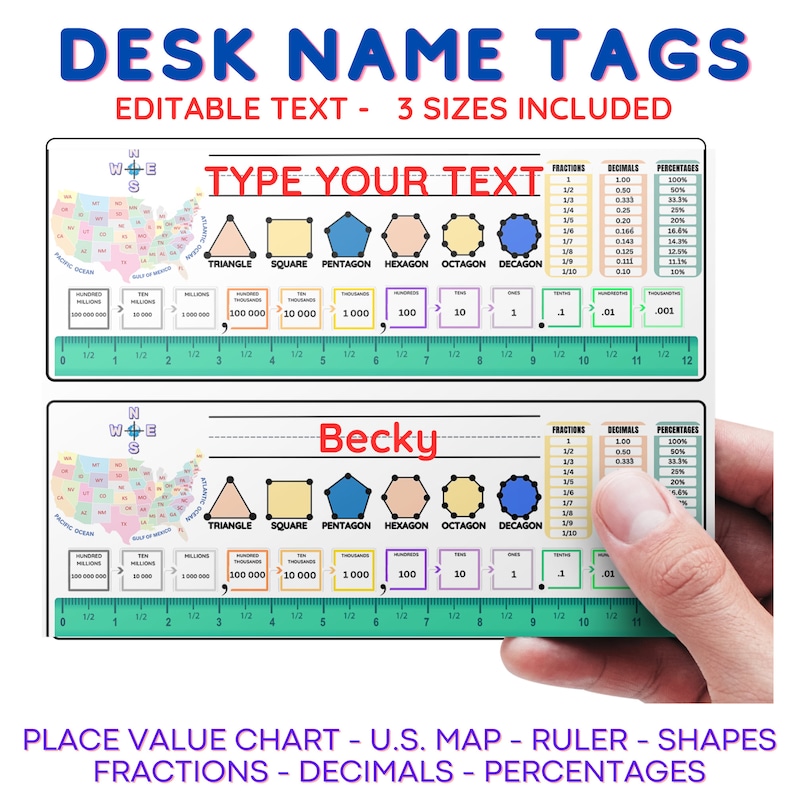 Text Editable Desk Name Tags| Printable | Classroom Desk Labels | Back ...