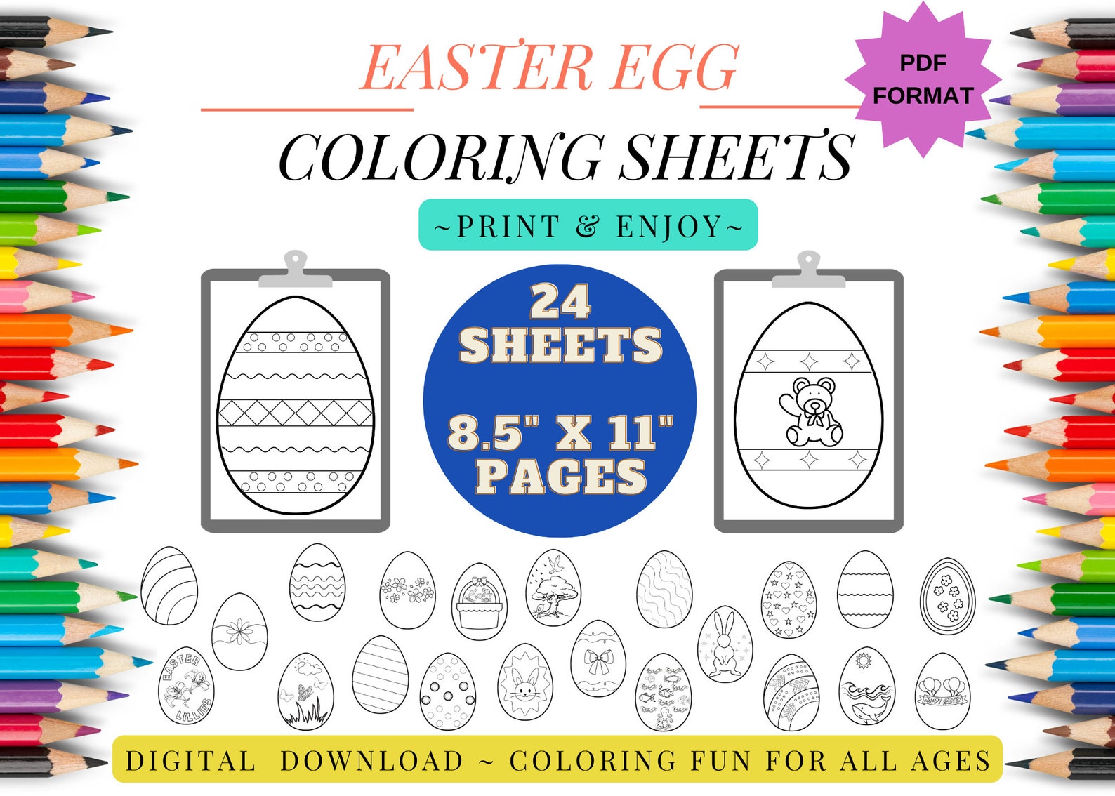 PRINTABLE Easter Egg Children's Coloring Sheets-spring - Etsy