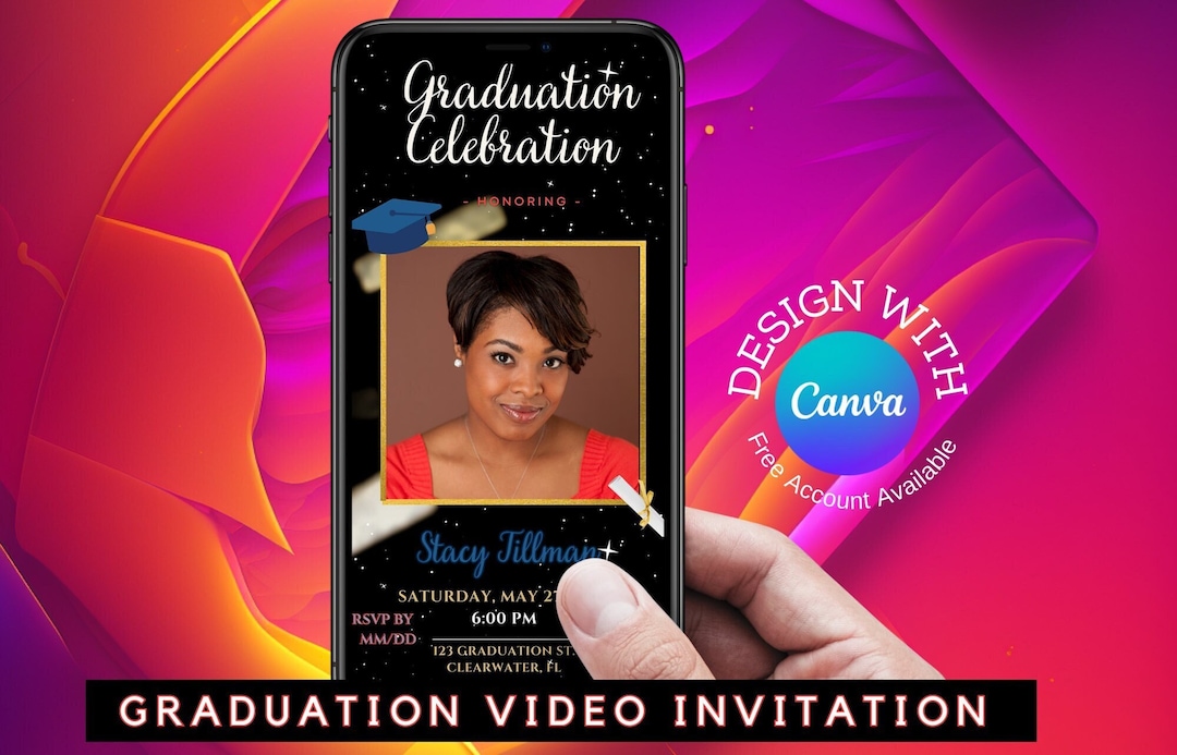 DIGITAL TEMPLATE | Graduation Video Invitation |animated Text E-vite ...