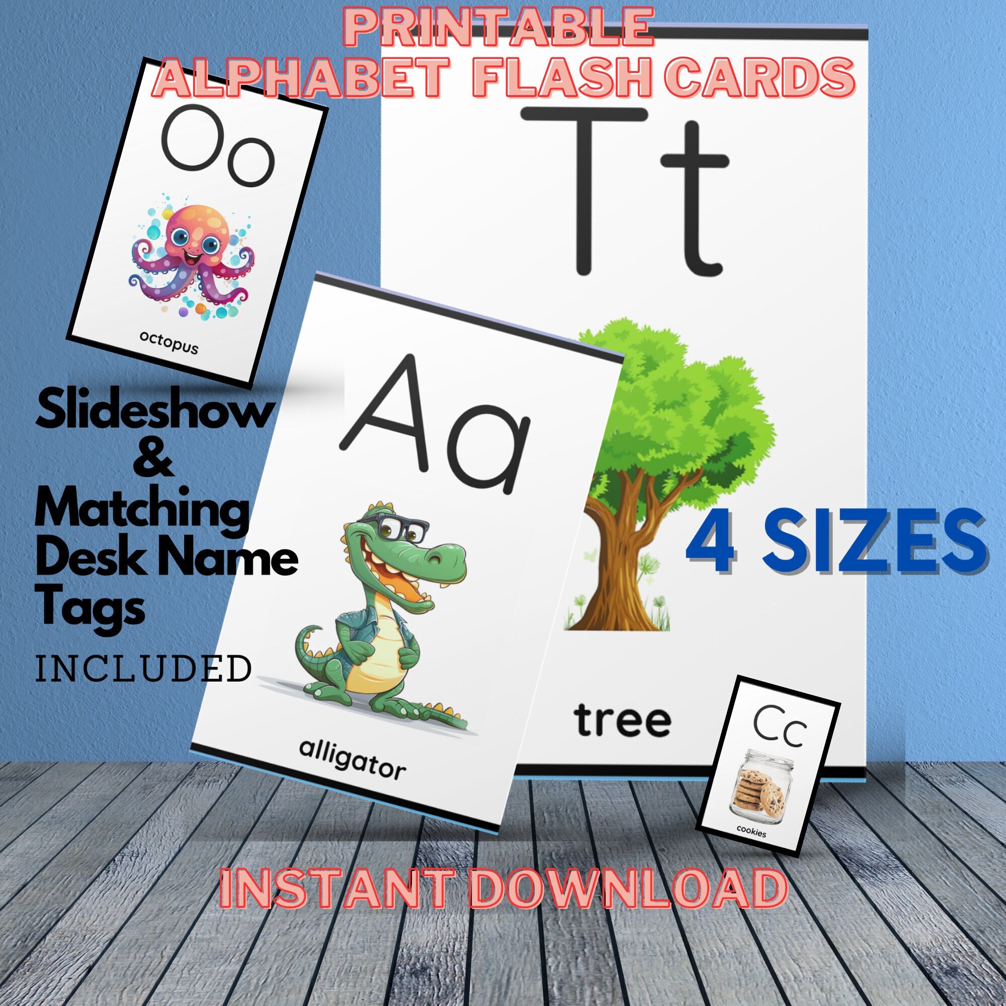 ABC Flashcard + Desk Name Tags Bundle | Slideshow Powerpoint | Alphabet ...