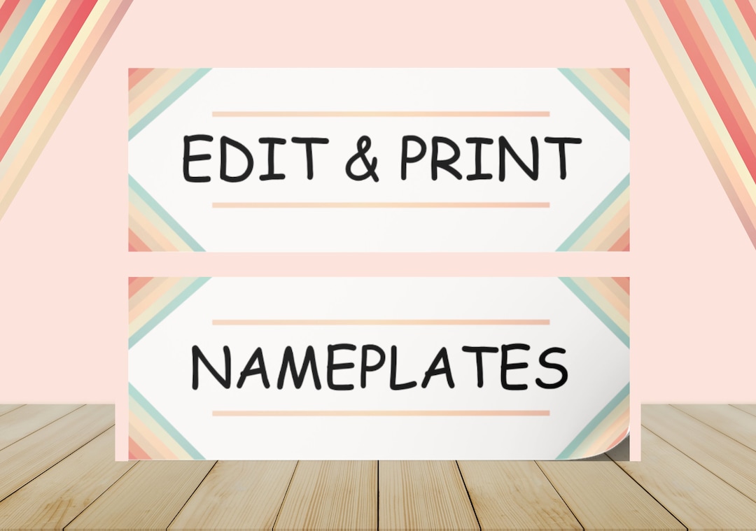 EDIT & PRINT LABELS | Student Desk Nameplates | Striped Classroom ...