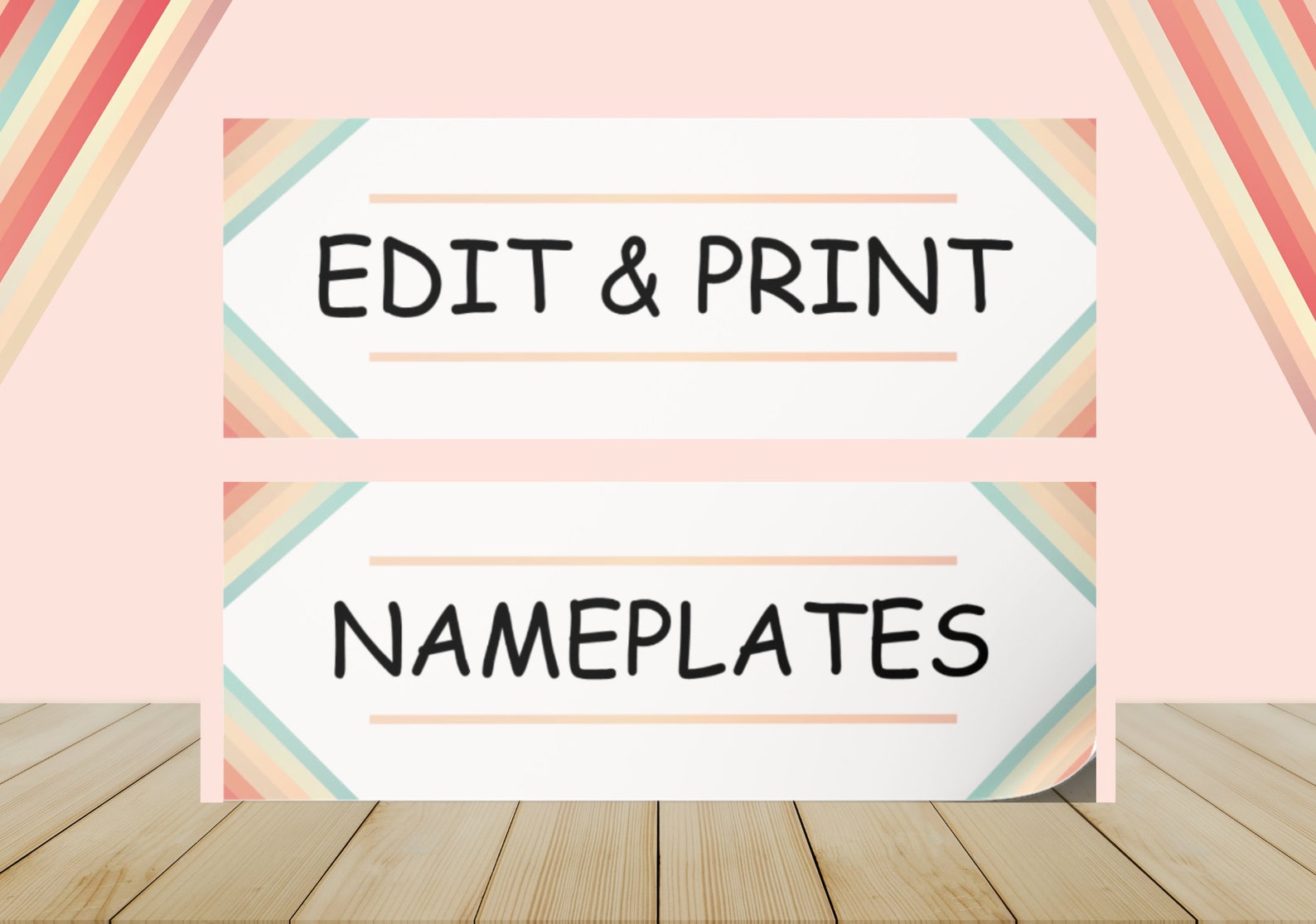 EDIT & PRINT LABELS | Student Desk Nameplates | Striped Classroom ...