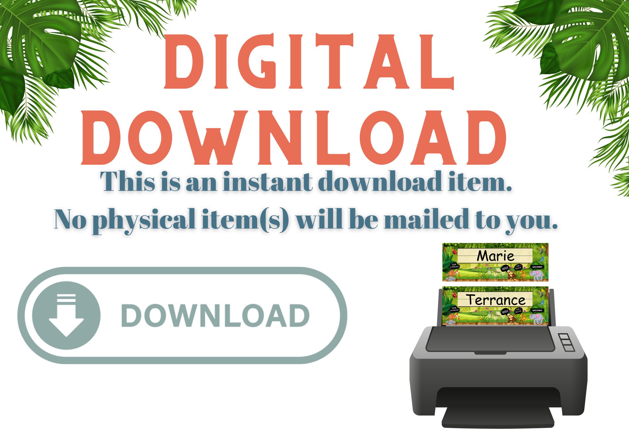 NATURE Name Tags | EDIT & PRINT | Desk Nameplates | Animal Classroom ...