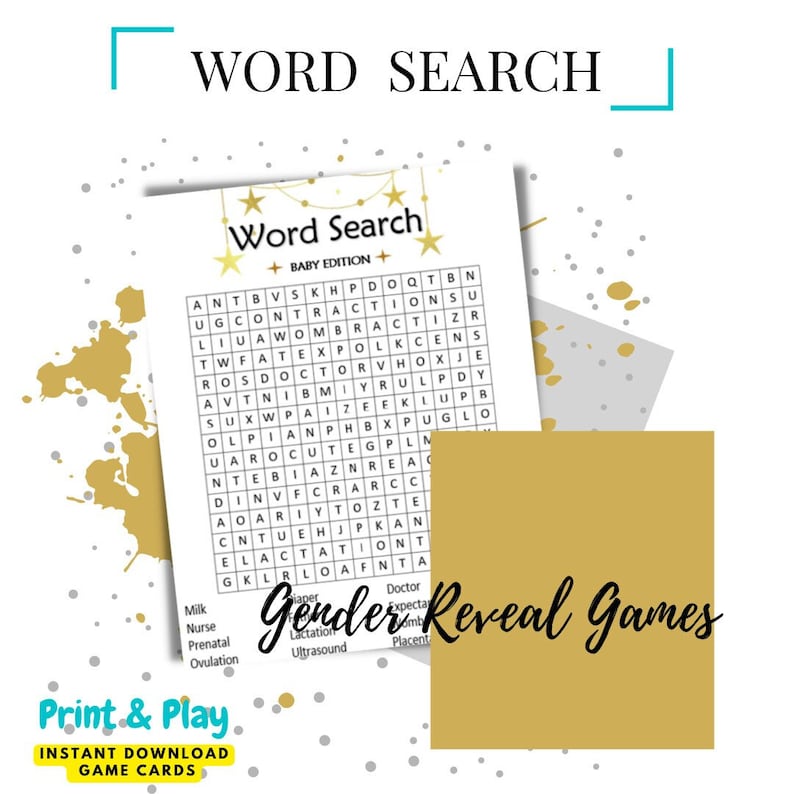 PRINTABLE | Word Search Game-baby Shower/gender Reveal Edition - Etsy