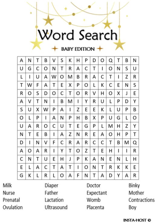 PRINTABLE Word Search Game-baby Shower/gender Reveal Edition - Etsy