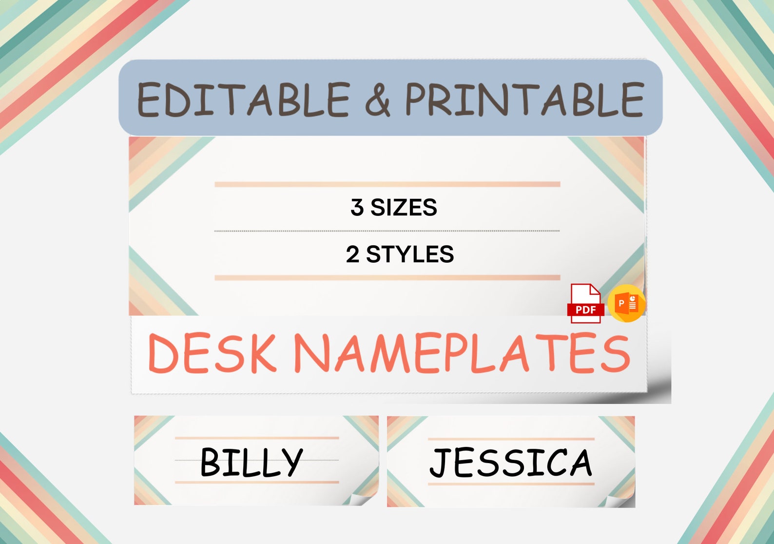 EDIT & PRINT LABELS | Student Desk Nameplates | Striped Classroom ...