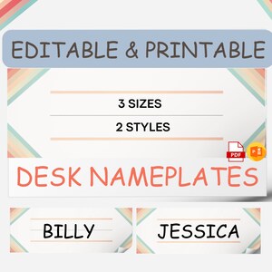 EDIT & PRINT LABELS | Student Desk Nameplates | Striped Classroom ...