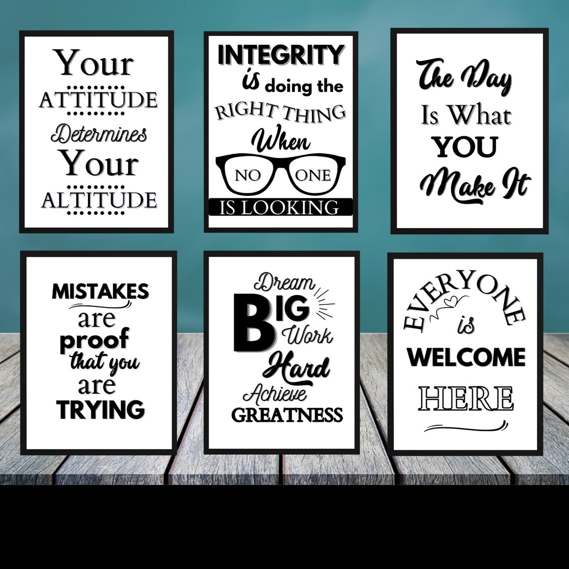Inspirational Classroom Posters | Motivational Black and White Wall Art ...