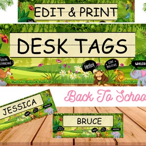 NATURE Name Tags EDIT & PRINT Desk Nameplates Animal - Etsy
