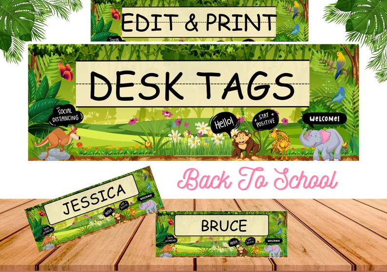 NATURE Name Tags EDIT & PRINT Desk Nameplates Animal - Etsy