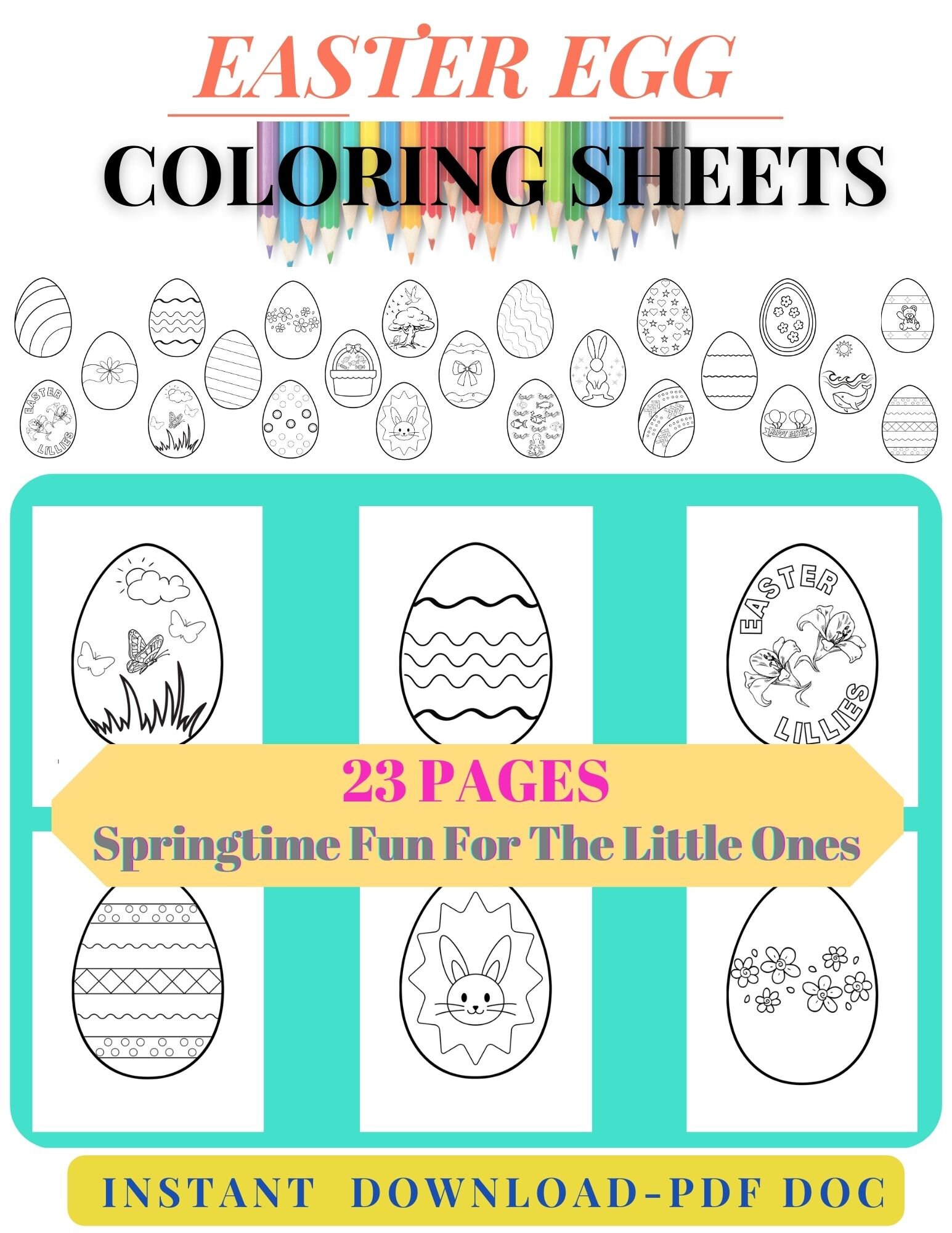 PRINTABLE | Easter Egg Children's Coloring Sheets-spring Time Coloring ...