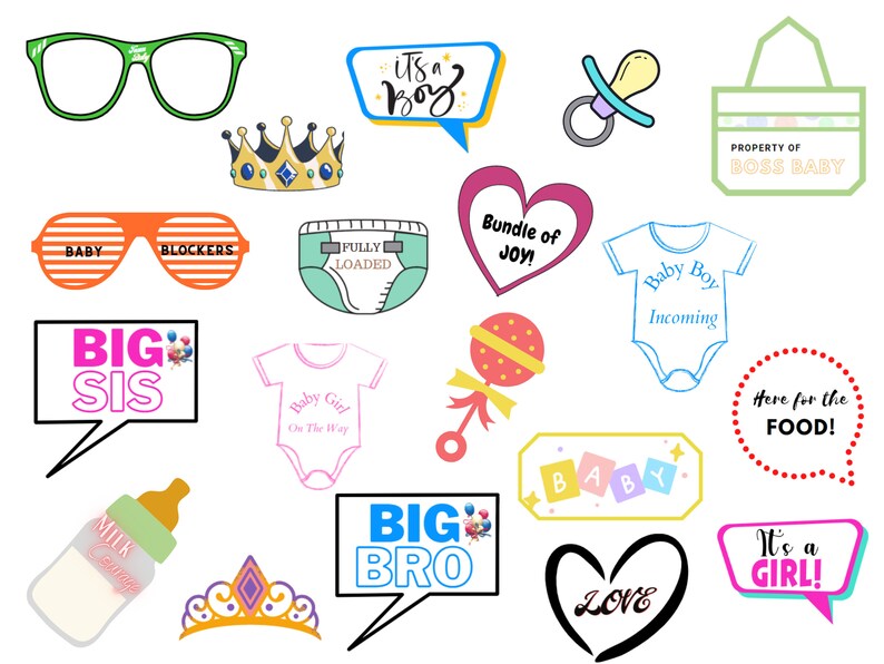 PRINTABLE| Baby Shower/ Gender Reveal Photo Booth Selfie Station PROPS ...