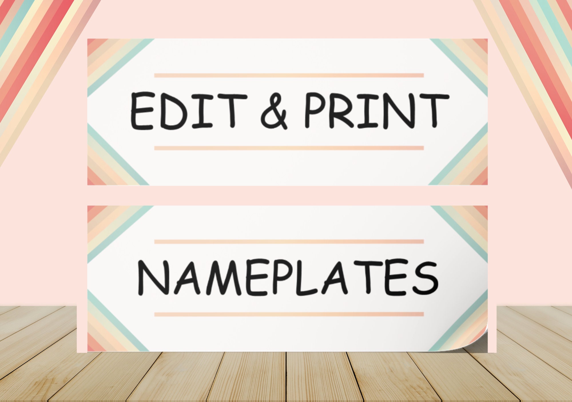 EDIT & PRINT LABELS | Student Desk Nameplates | Striped Classroom ...