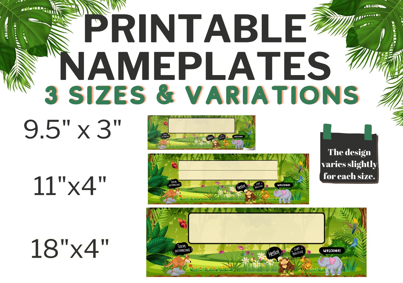 NATURE Name Tags | EDIT & PRINT | Desk Nameplates | Animal Classroom ...