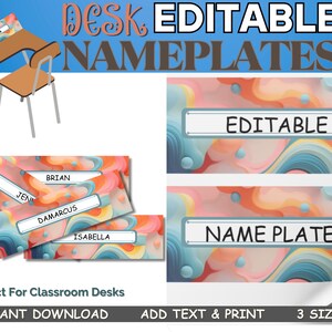 Editable Printable Desk Name Labels | Student Nameplates | School ...