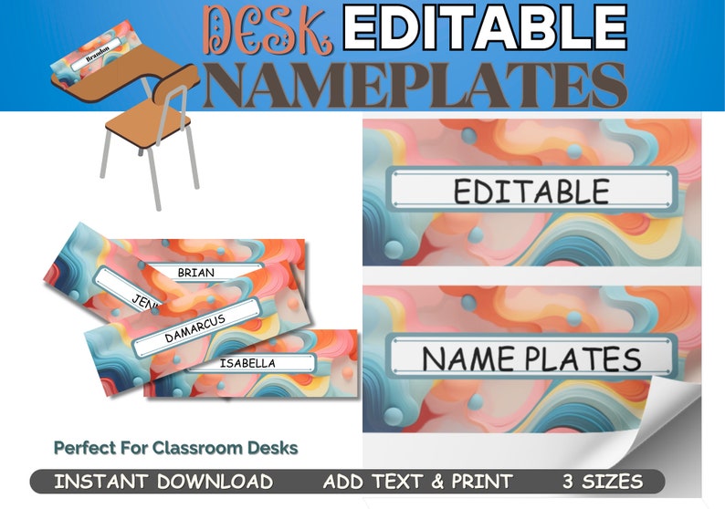 Editable Printable Desk Name Labels | Student Nameplates | School ...
