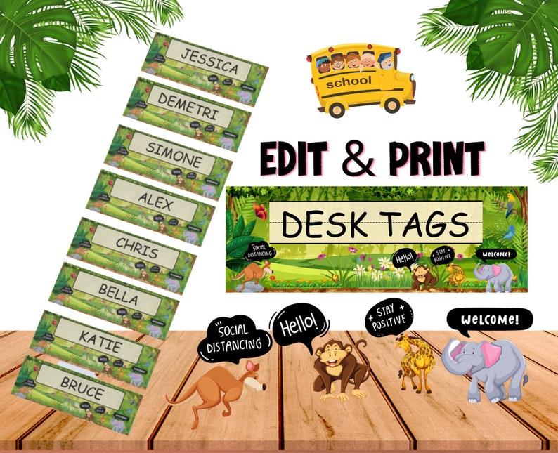 NATURE Name Tags EDIT & PRINT Desk Nameplates Animal - Etsy