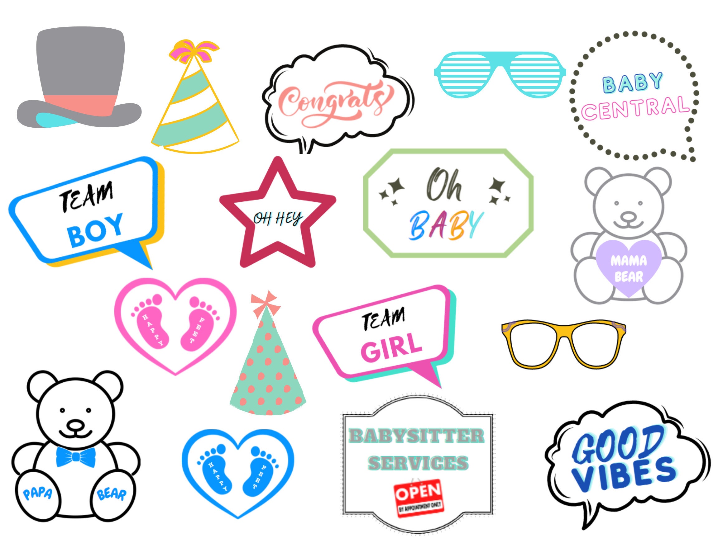 PRINTABLE| Baby Shower/ Gender Reveal Photo Booth Selfie Station PROPS ...